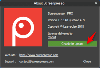 How to update to the latest version of Screenpresso?